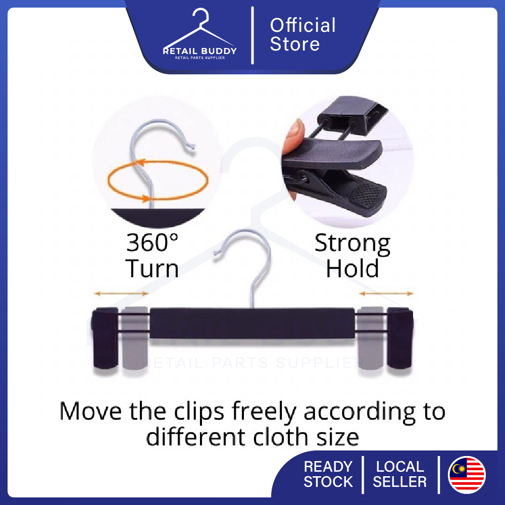Black Matte Hanger With Clips - Retail Buddy