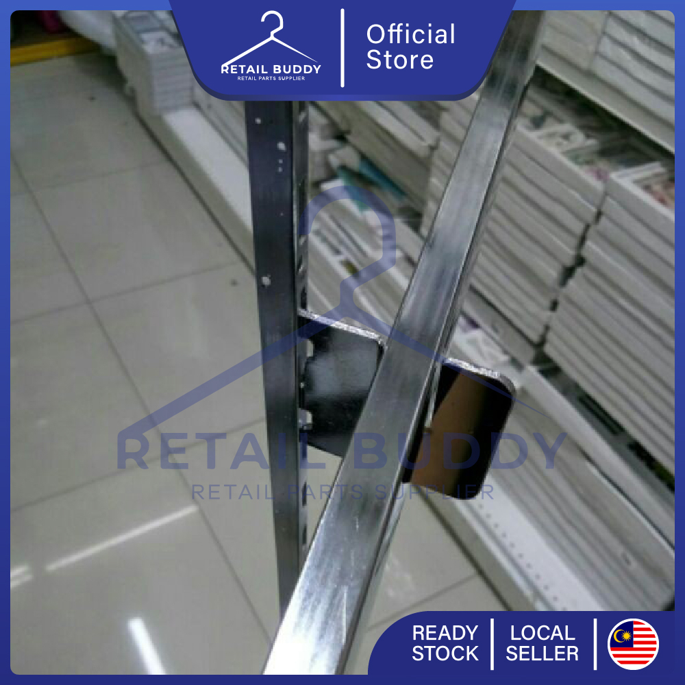 Chrome Steel AA Square Bar Bracket Holder for Upright Shelf Display ...